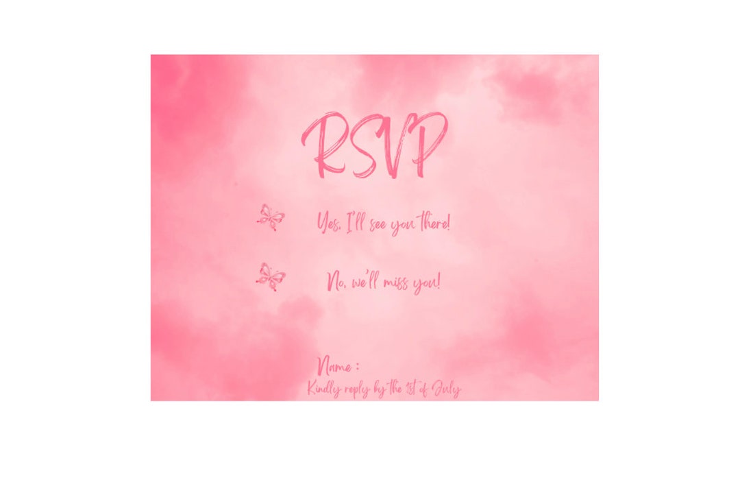 Pretty in Pink RSVP Card Download - Etsy