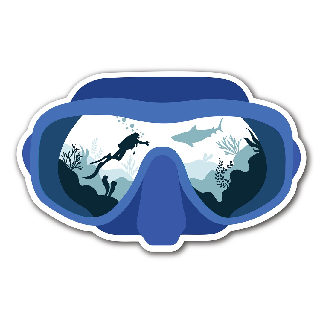 Blue Scuba Diving Shark Goggle Sticker// Outdoor Waterproof, UV ...