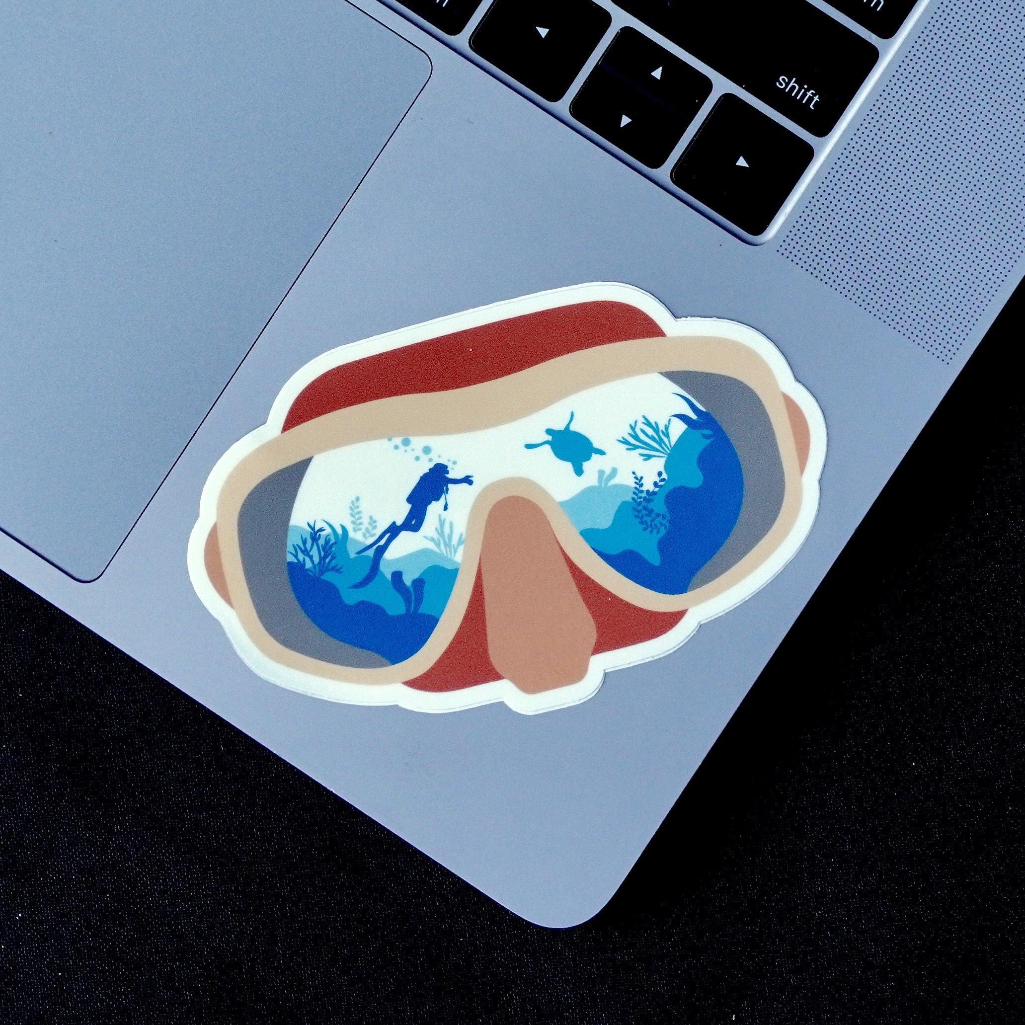 Peach Scuba Diving Turtle Mask Sticker// Outdoor Waterproof, UV ...