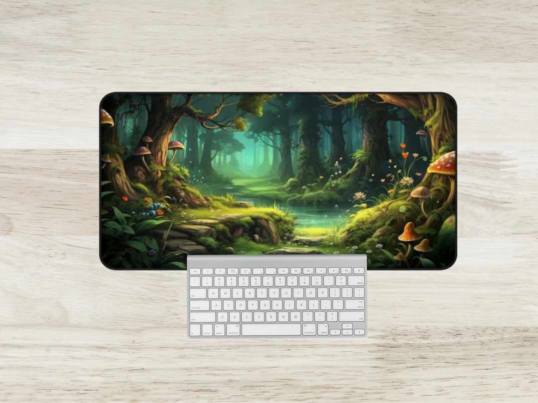 Enchanted Forest Desk Mat, Magical Forest Mouse Pad, Anime Mousepad ...