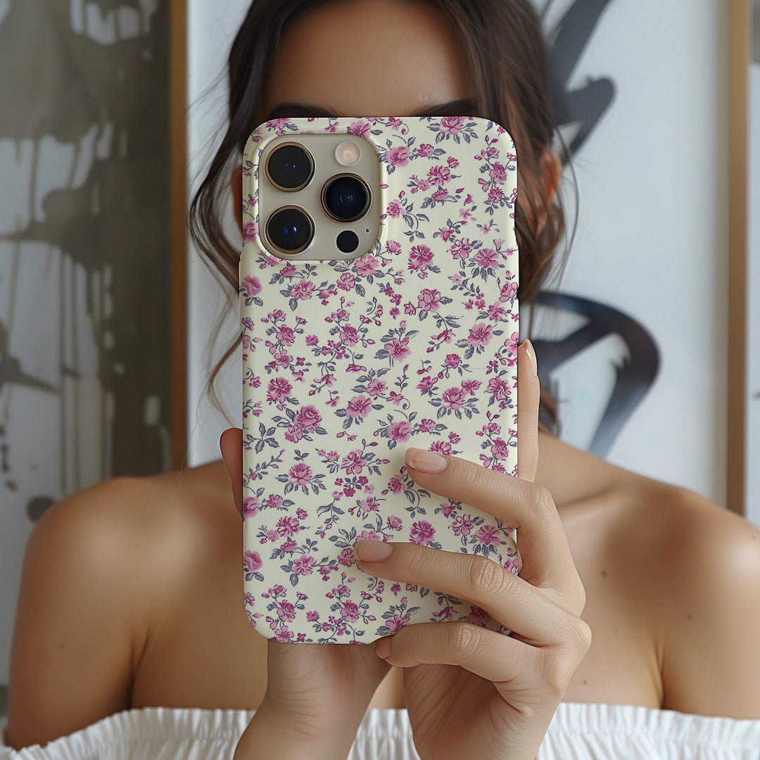 Pink Blue Flower Toile De Jouy Magsafe Phone Case, Tough Slim Case ...