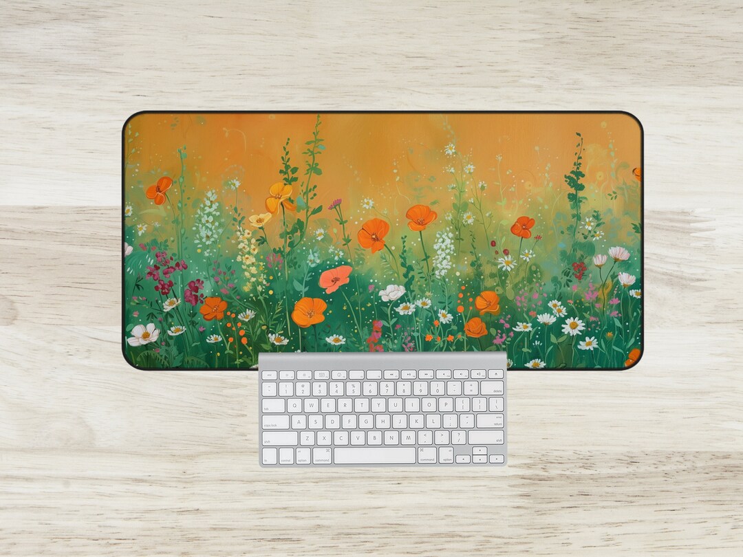Wildflower Desk Mat, Floral Desk Mat, Flower Mouse Pad, Large Floral ...