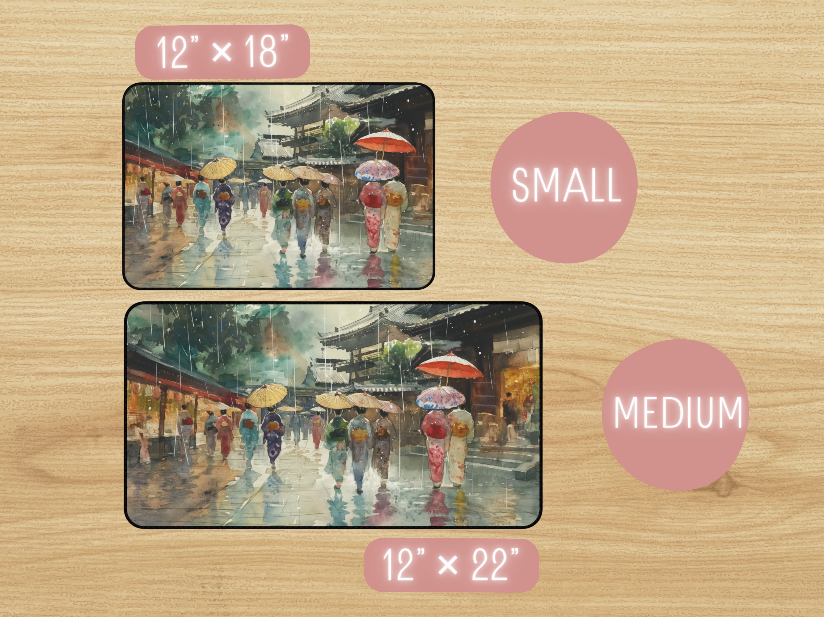 Japanese Watercolour Desk Mat, Japanese Mousepad, Japanese Desk Decor ...