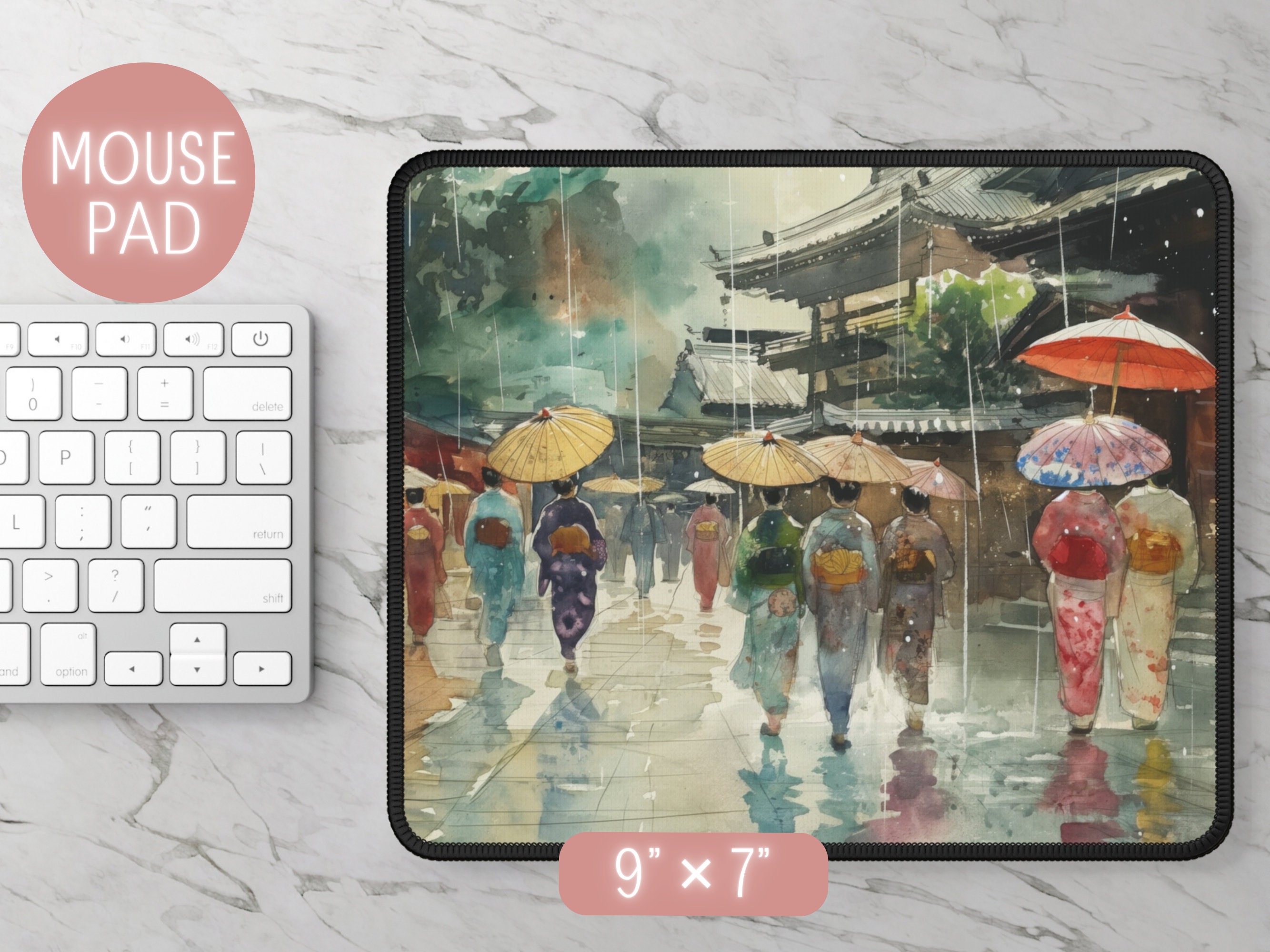Japanese Watercolour Desk Mat, Japanese Mousepad, Japanese Desk Decor ...