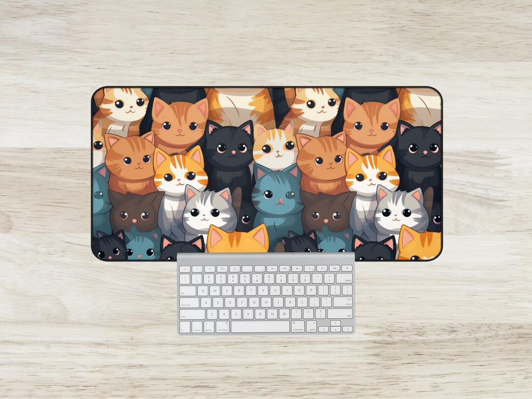 Cat Desk Mat, Cat Desk Pad, Purr Pile Desk Mat, Cute Desk Mat, Cat ...