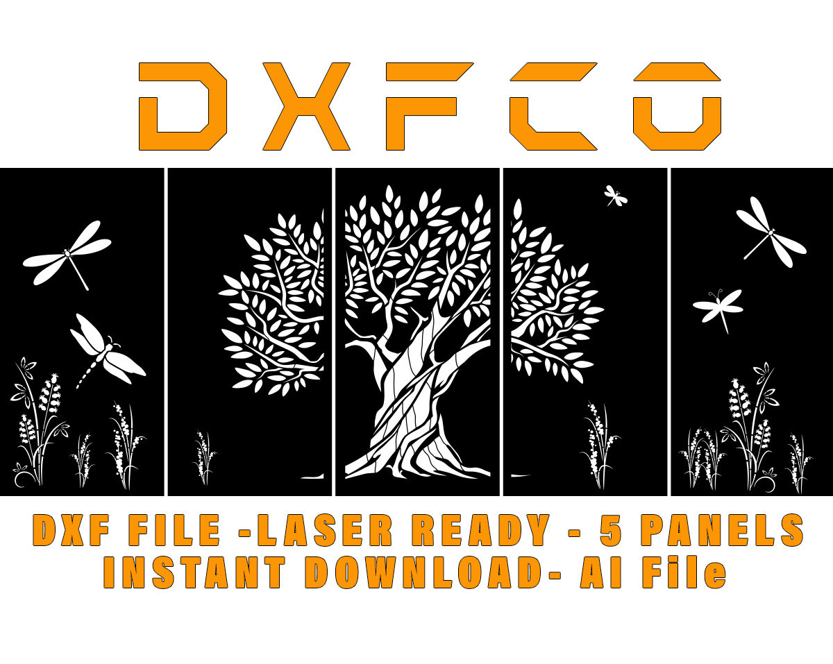 Decorative Tree Panel Design Screen - DXF File for Laser Cutting ...