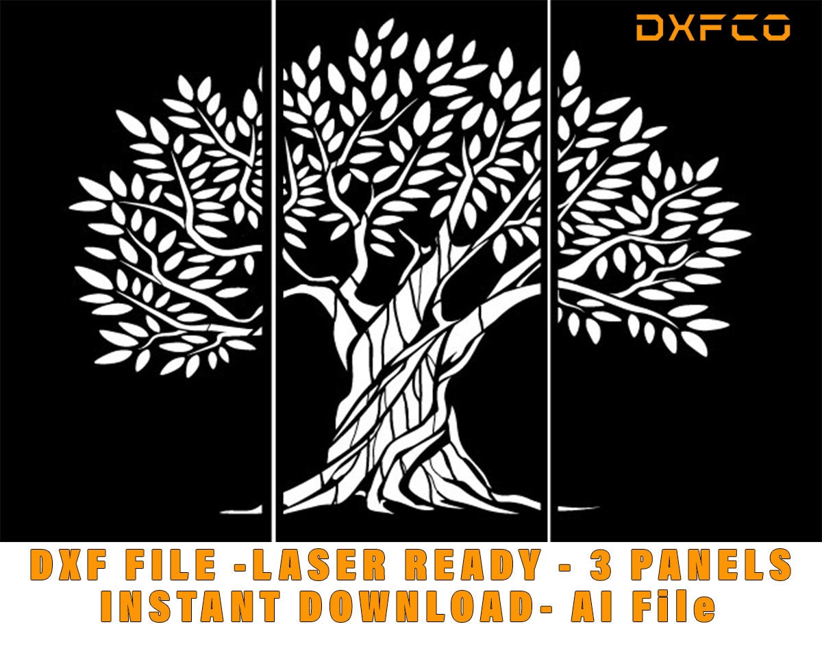 Decorative Tree Panel Design Screen - DXF File for Laser Cutting Waterjet Cutting Ready to Cut ...