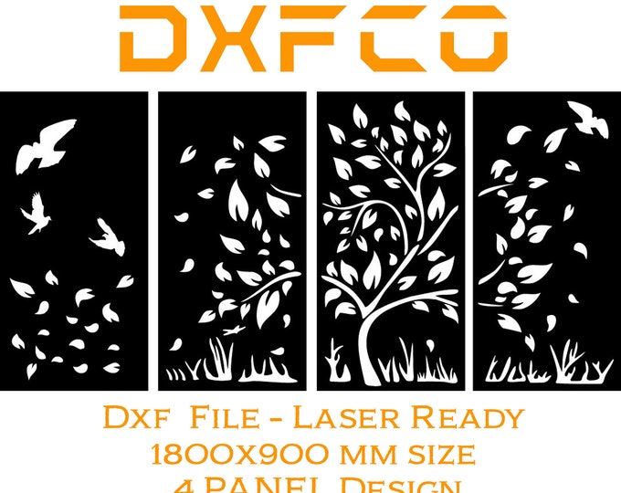 Decorative Tree Panel Design Screen DXF File for Laser Cutting Waterjet ...