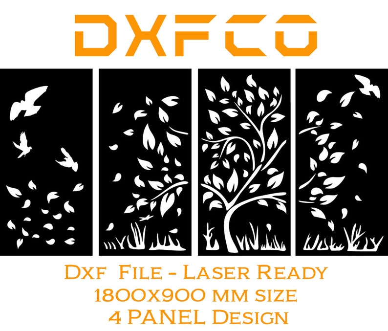 Decorative Tree Panel Design Screen - DXF File for Laser Cutting ...