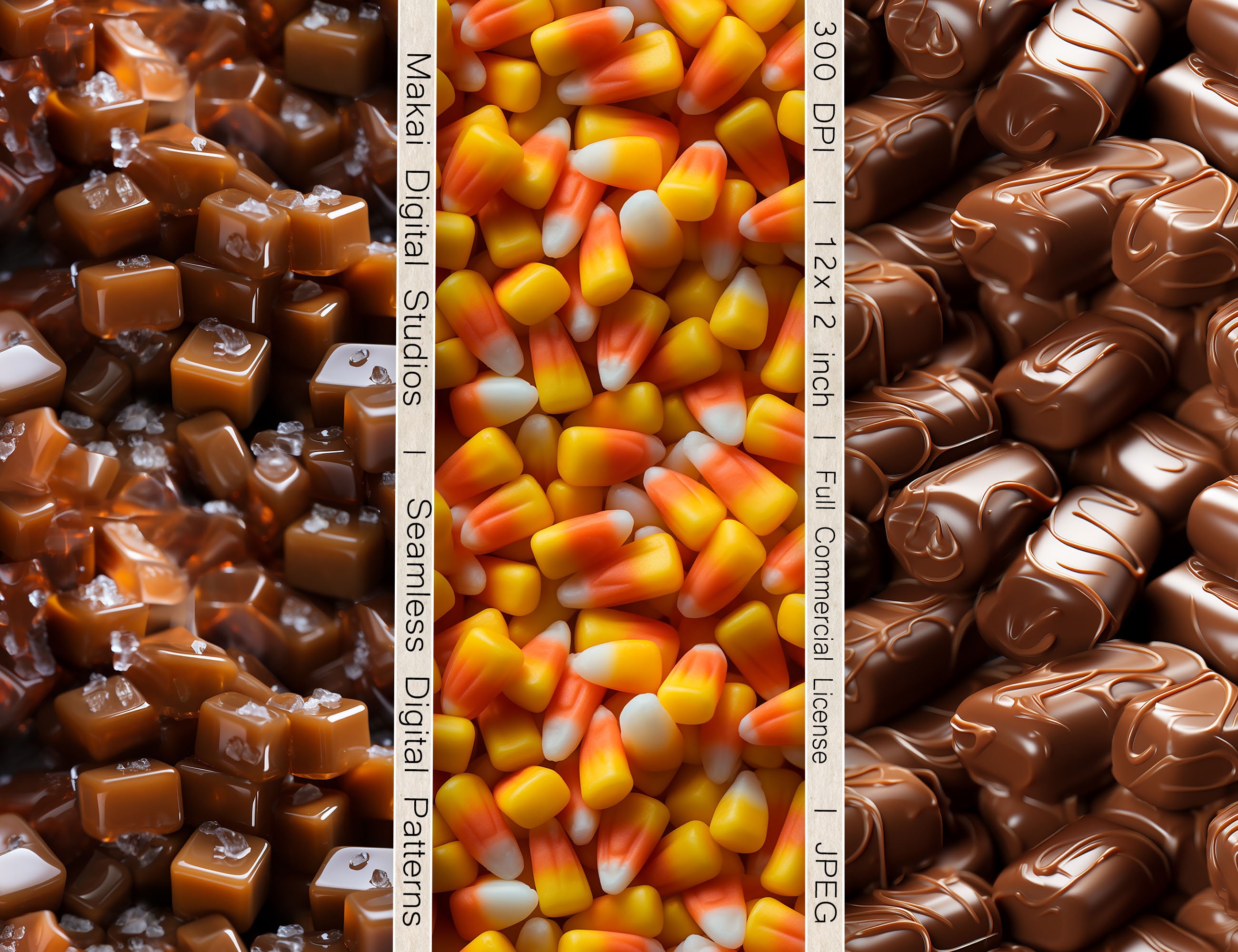 Halloween Candy Patterns, 12 Seamless Digital Papers, Great for ...