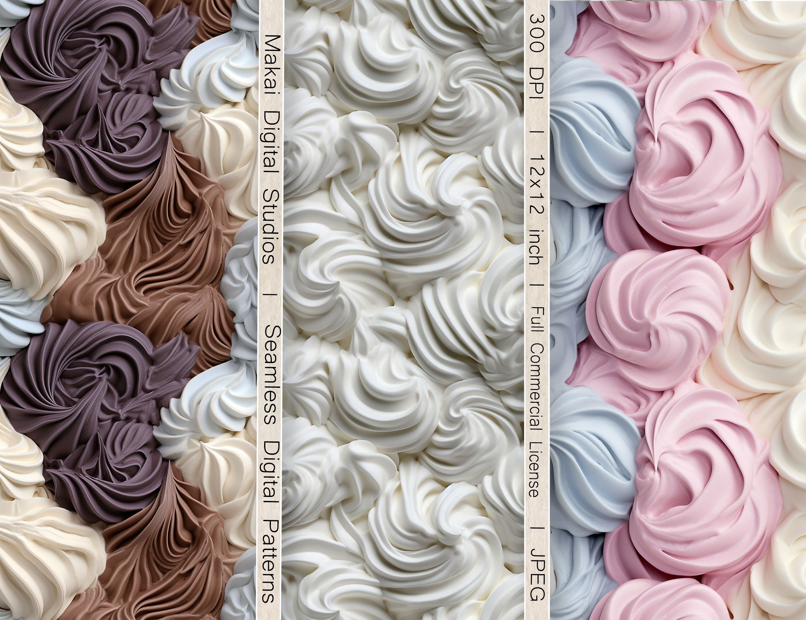 12 Seamless Digital Papers, Bakery Cake Frosting Seamless Patterns, for ...