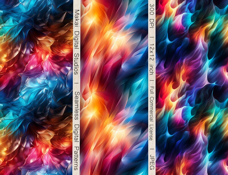 12 Digital Seamless Patterns, Modern Rainbow Seamless Patterns, Use for ...