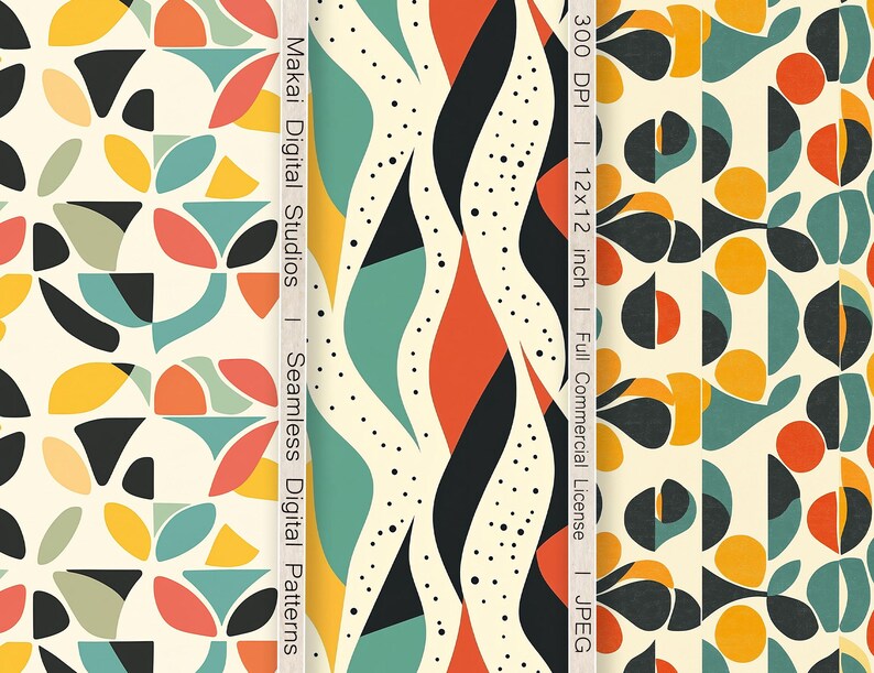 Retro Mod Geometric Patterns: 60s Psychedelic Designs (digital Download ...