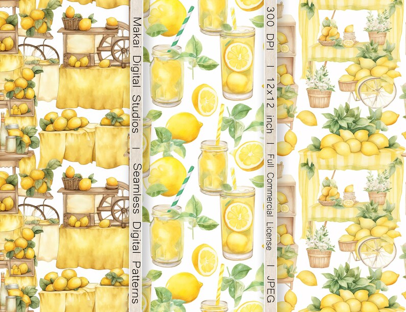12 Seamless Digital Papers Summer Lemonade Stand Seamless - Etsy