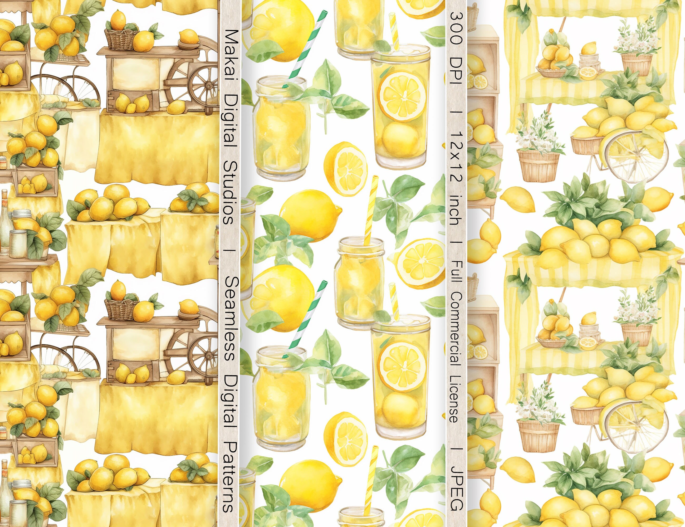 12 Seamless Digital Papers Summer Lemonade Stand Seamless - Etsy