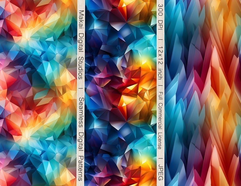 12 Digital Seamless Patterns, Modern Rainbow Seamless Patterns, Use for ...