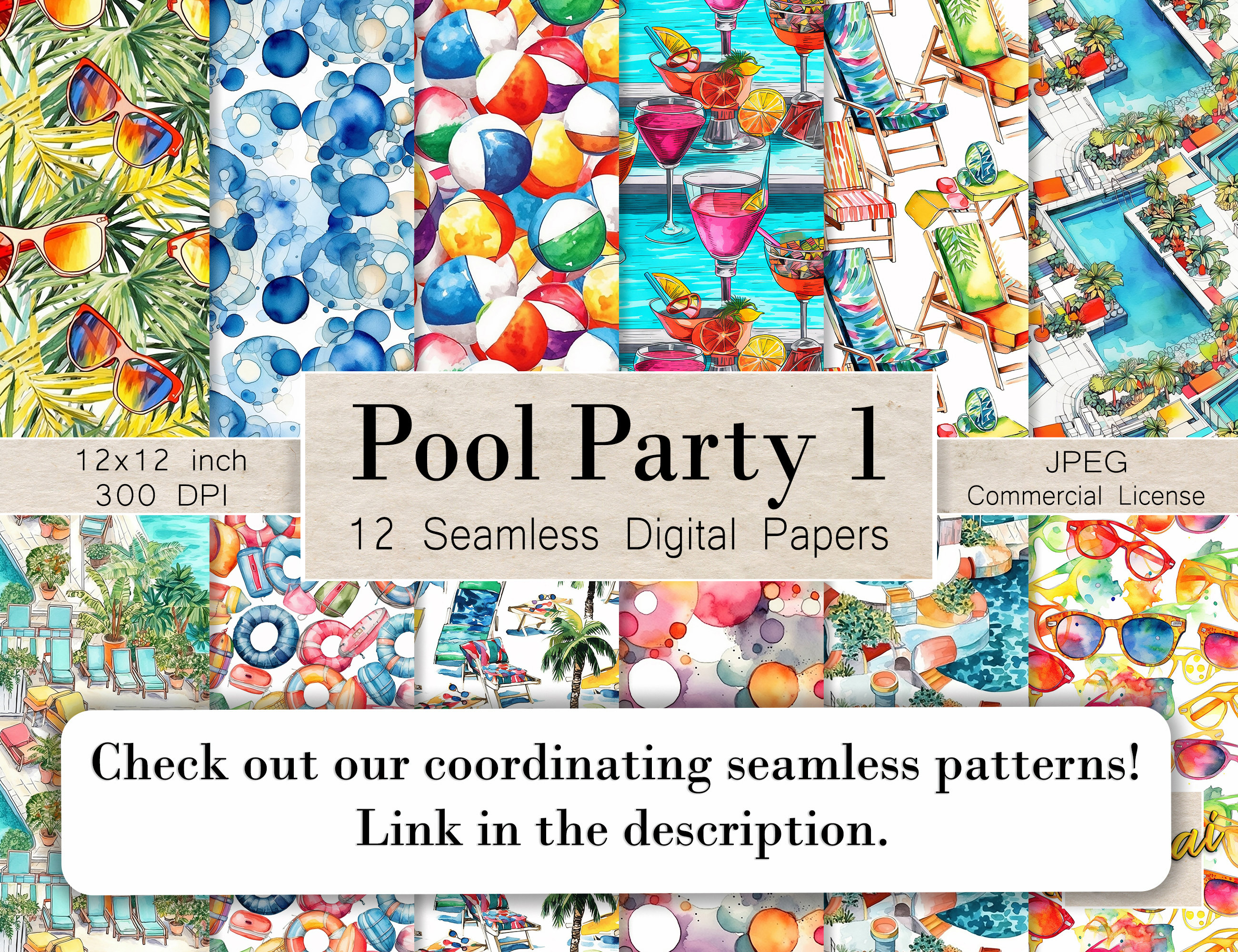 23 Clipart Downloads, Summer Pool Party, Great for Decorations, Cards ...