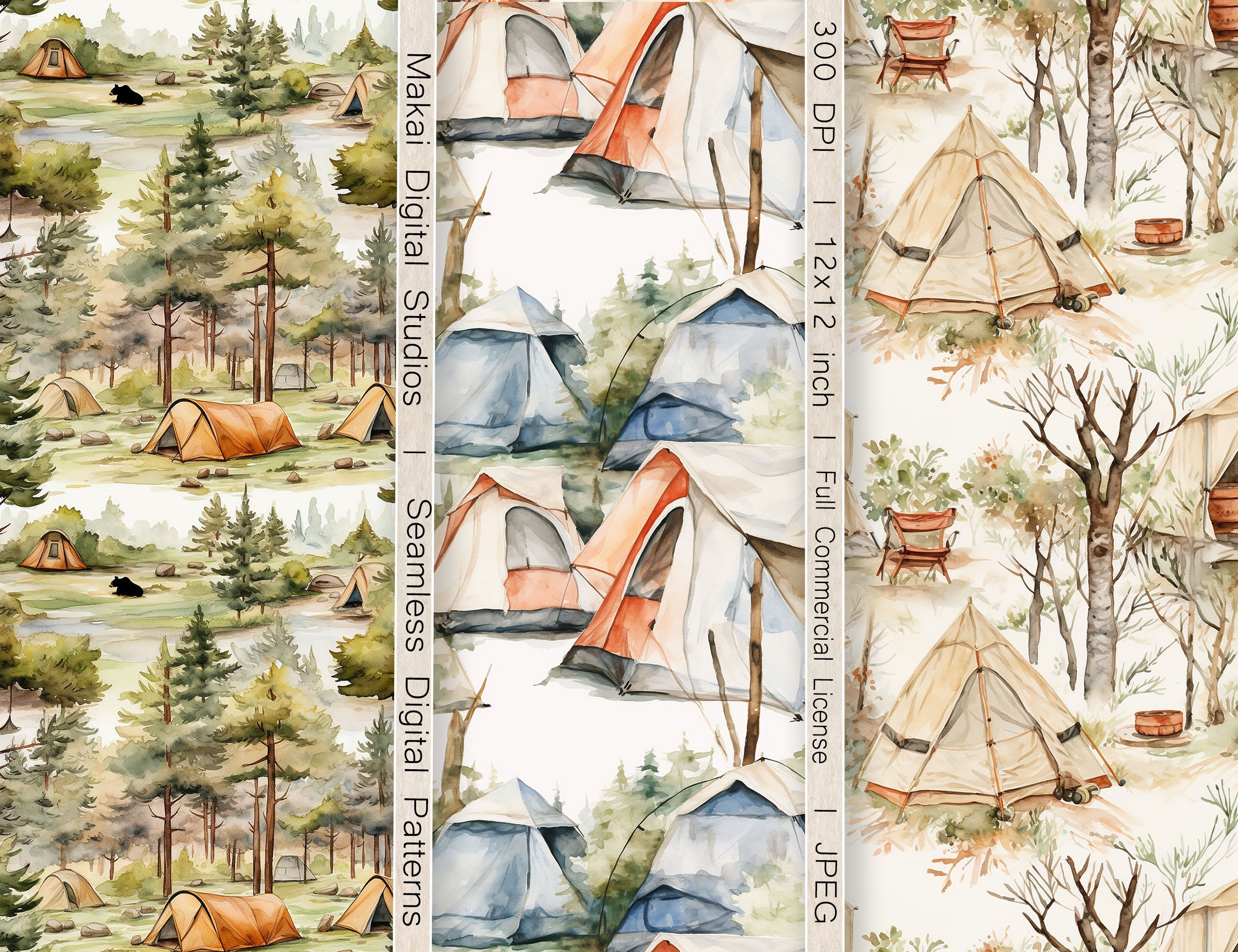 Autumn Camping Trip, 12 Seamless Digital Papers, Use for Journals ...