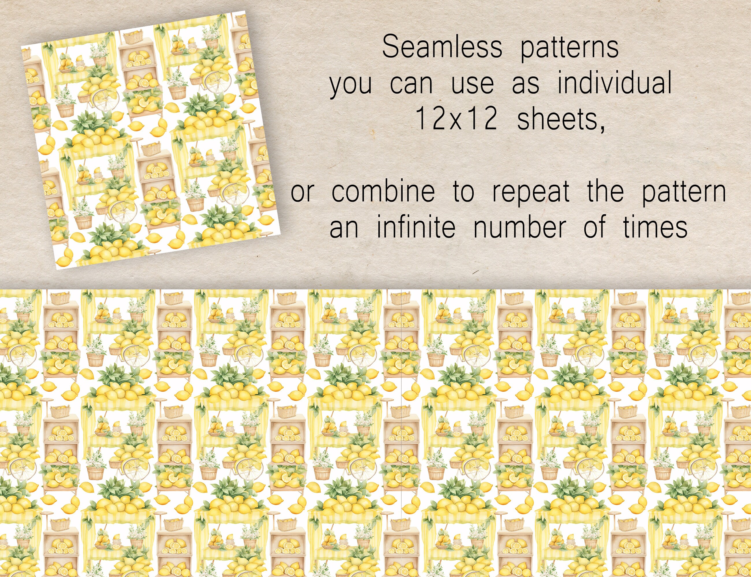12 Seamless Digital Papers Summer Lemonade Stand Seamless - Etsy