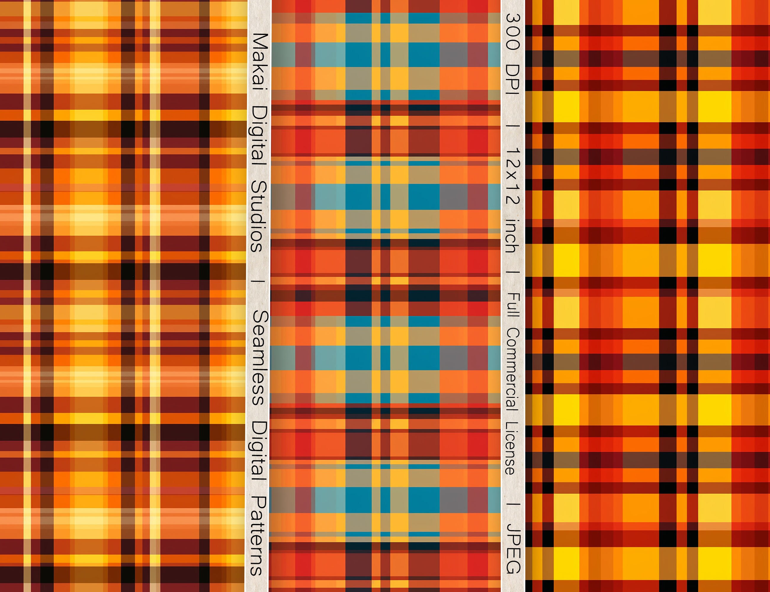Bright Autumn Plaids 12 Seamless Digital Patterns Use for - Etsy