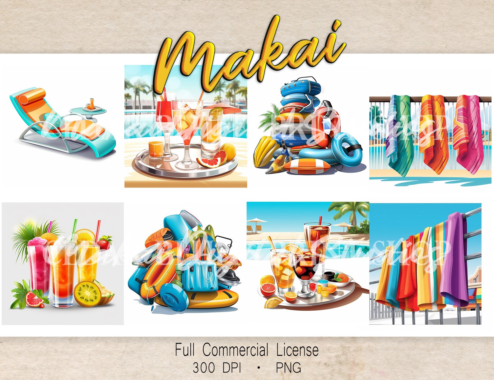 23 Clipart Downloads, Summer Pool Party, Great for Decorations, Cards ...