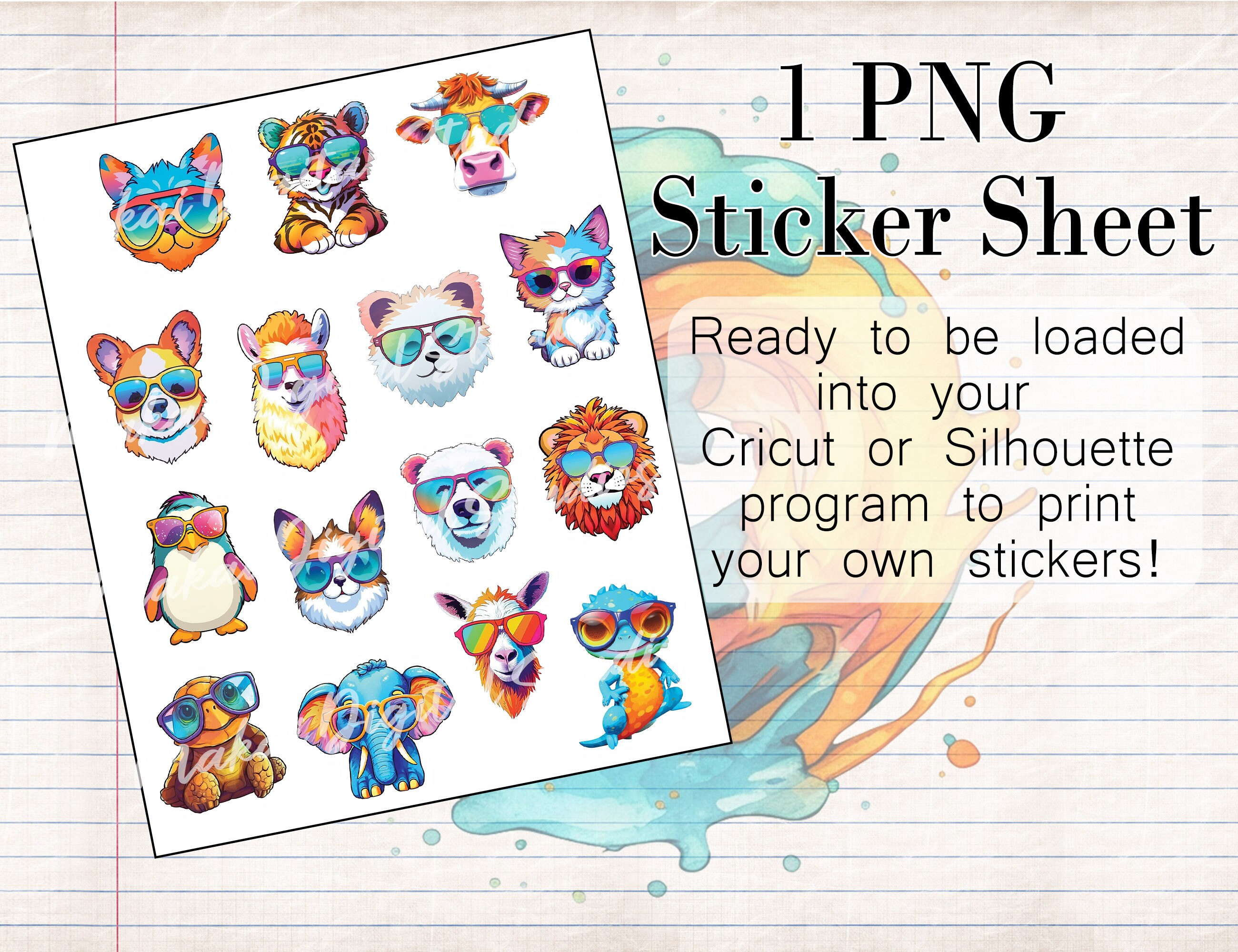 15 Printable Stickers, Instant Download, Cute Summer Animals, Digital ...