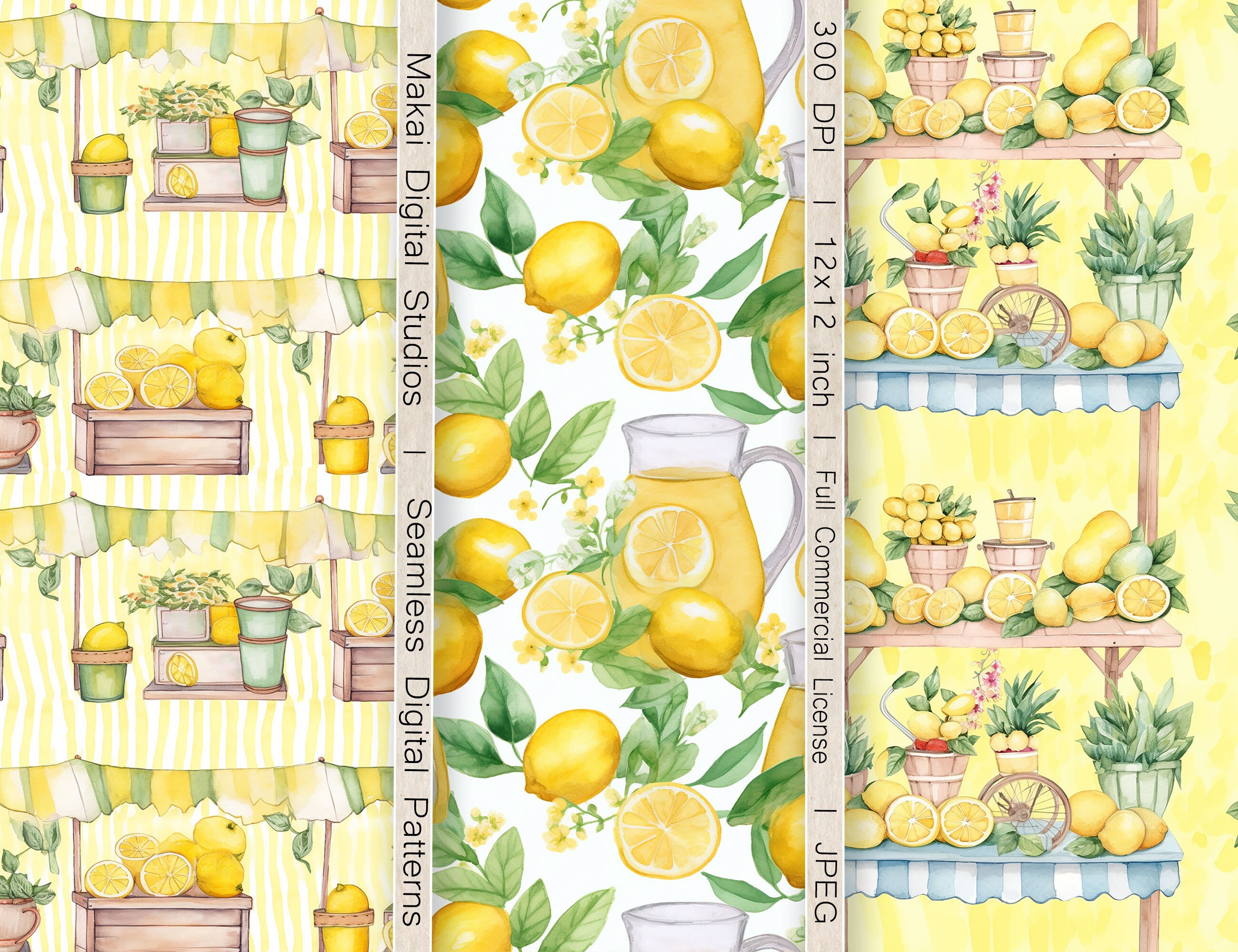 12 Seamless Digital Papers Summer Lemonade Stand Seamless - Etsy