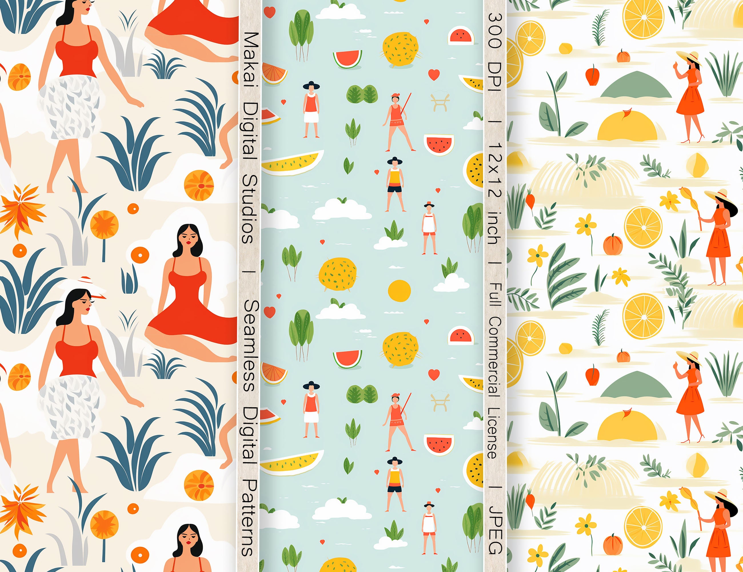 12 Seamless Digital Papers, Minimalist Boho Summer Design, Use for ...