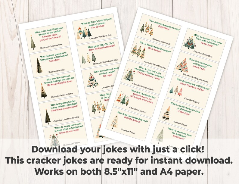Jokes for DIY Christmas Crackers, Boho Trees Christmas Cracker Mottos ...