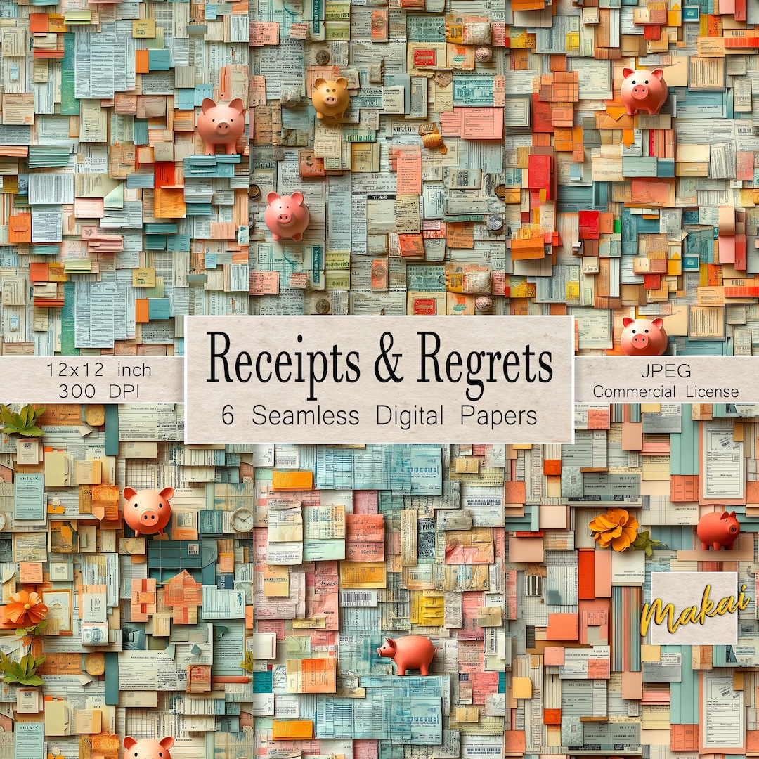 Seamless Digital Paper, Vintage Money Receipt Pattern, Tax Season ...
