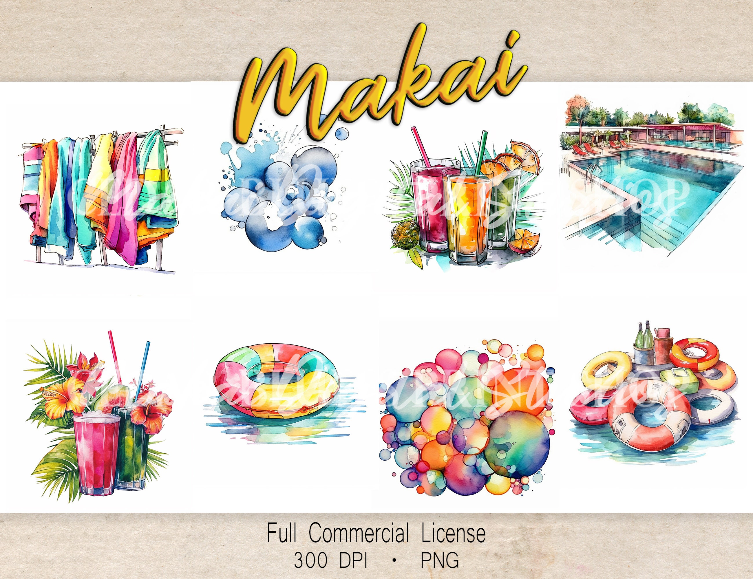 23 Clipart Downloads, Summer Pool Party, Great for Decorations, Cards ...