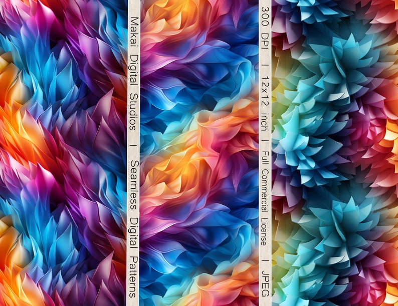 12 Digital Seamless Patterns, Modern Rainbow Seamless Patterns, Use for ...