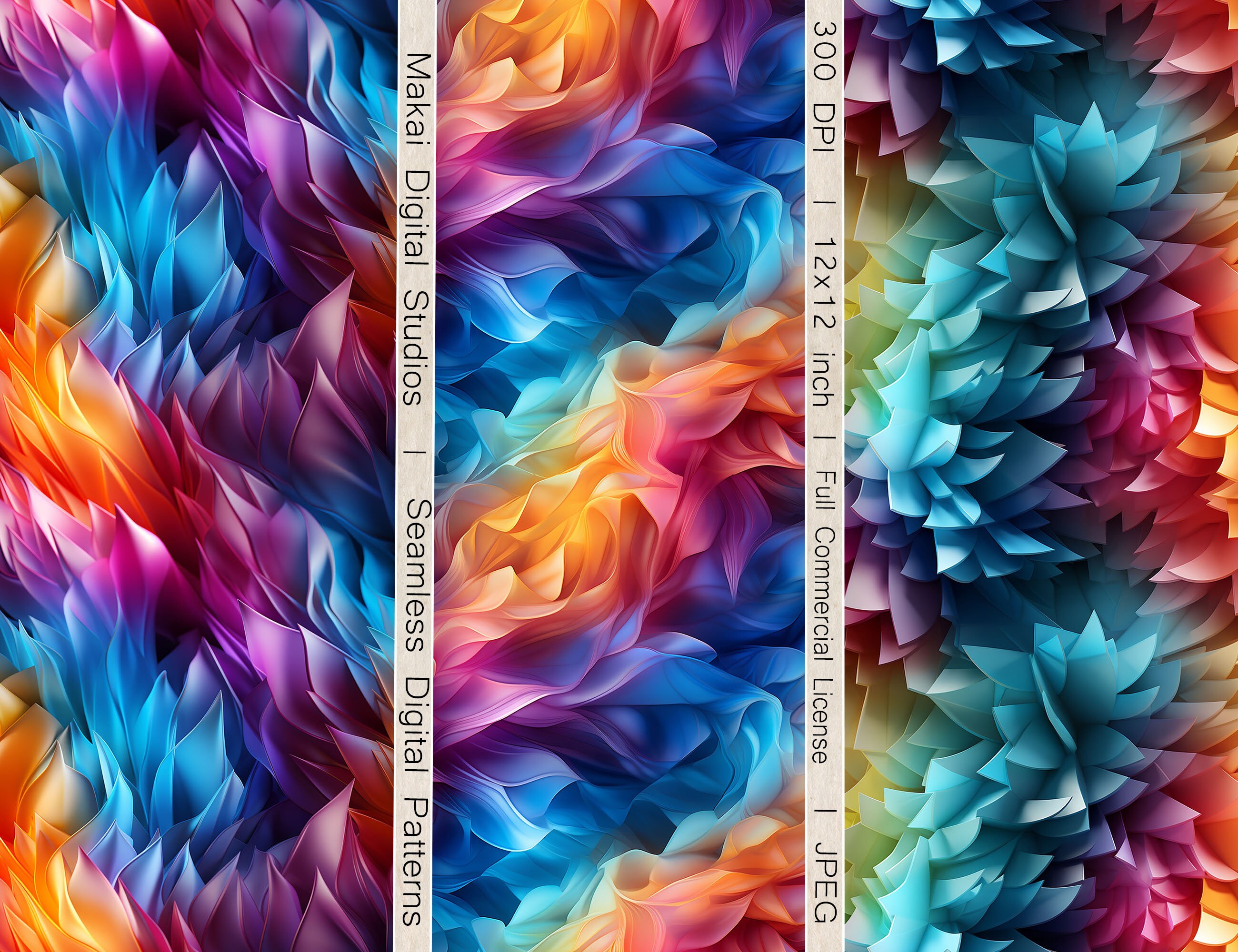 12 Digital Seamless Patterns, Modern Rainbow Seamless Patterns, Use for ...