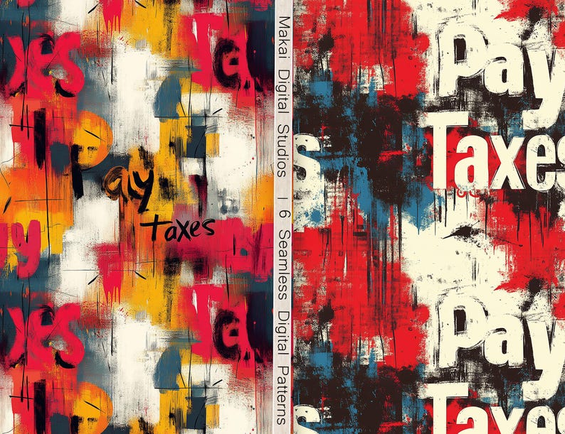 Tax Day Seamless Digital Paper, Graffiti Abstract Taxes Pattern ...