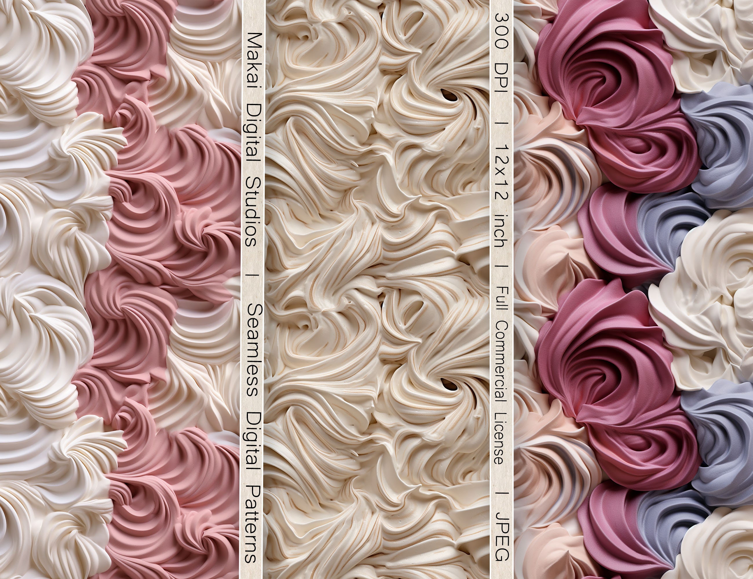 12 Seamless Digital Papers, Bakery Cake Frosting Seamless Patterns, for ...