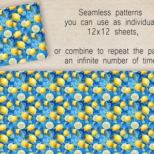 12 Seamless Digital Papers, Summer Lemons Seamless Patterns, for ...