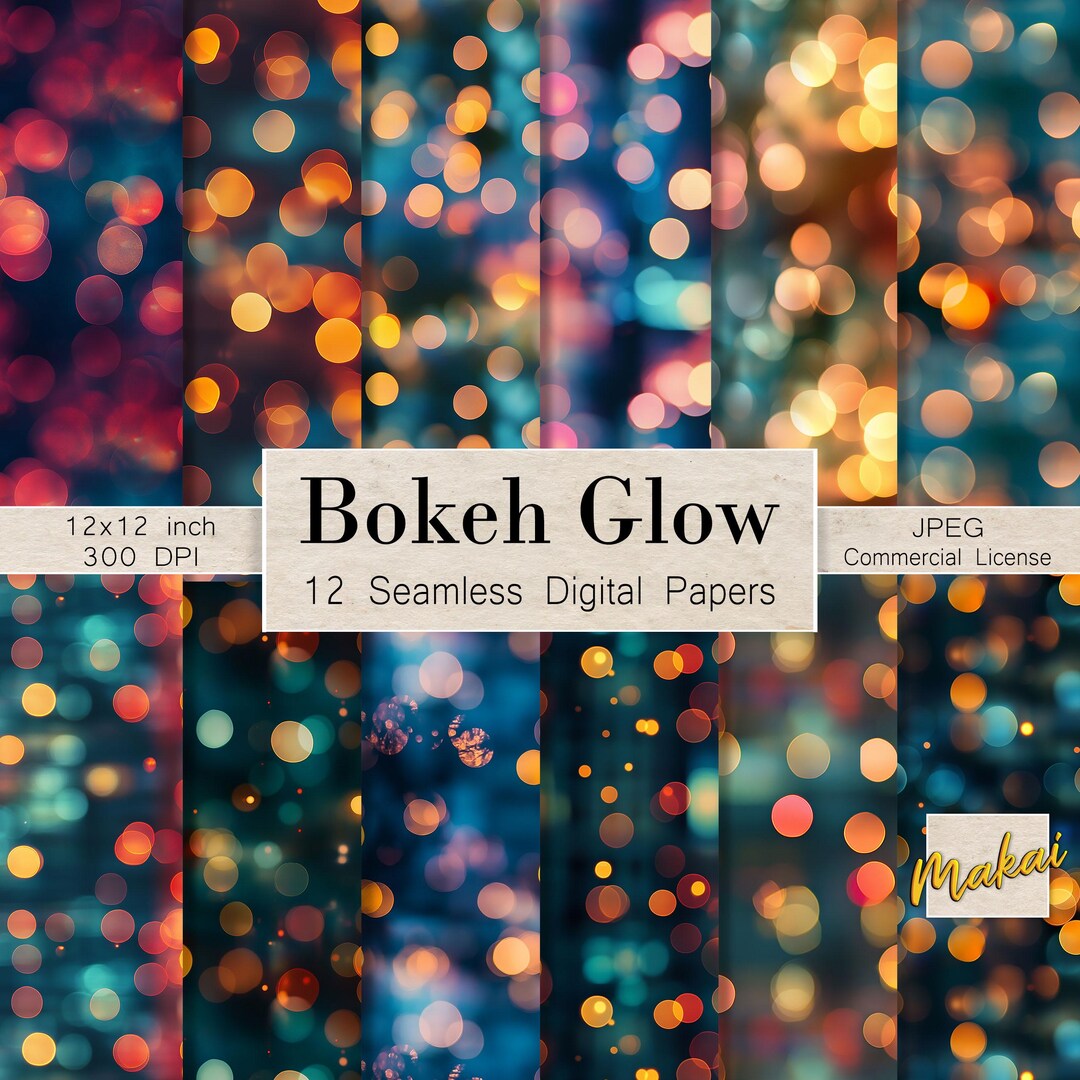 12 Bokeh Seamless Digital Paper, Blurred Light Pattern, Realistic ...