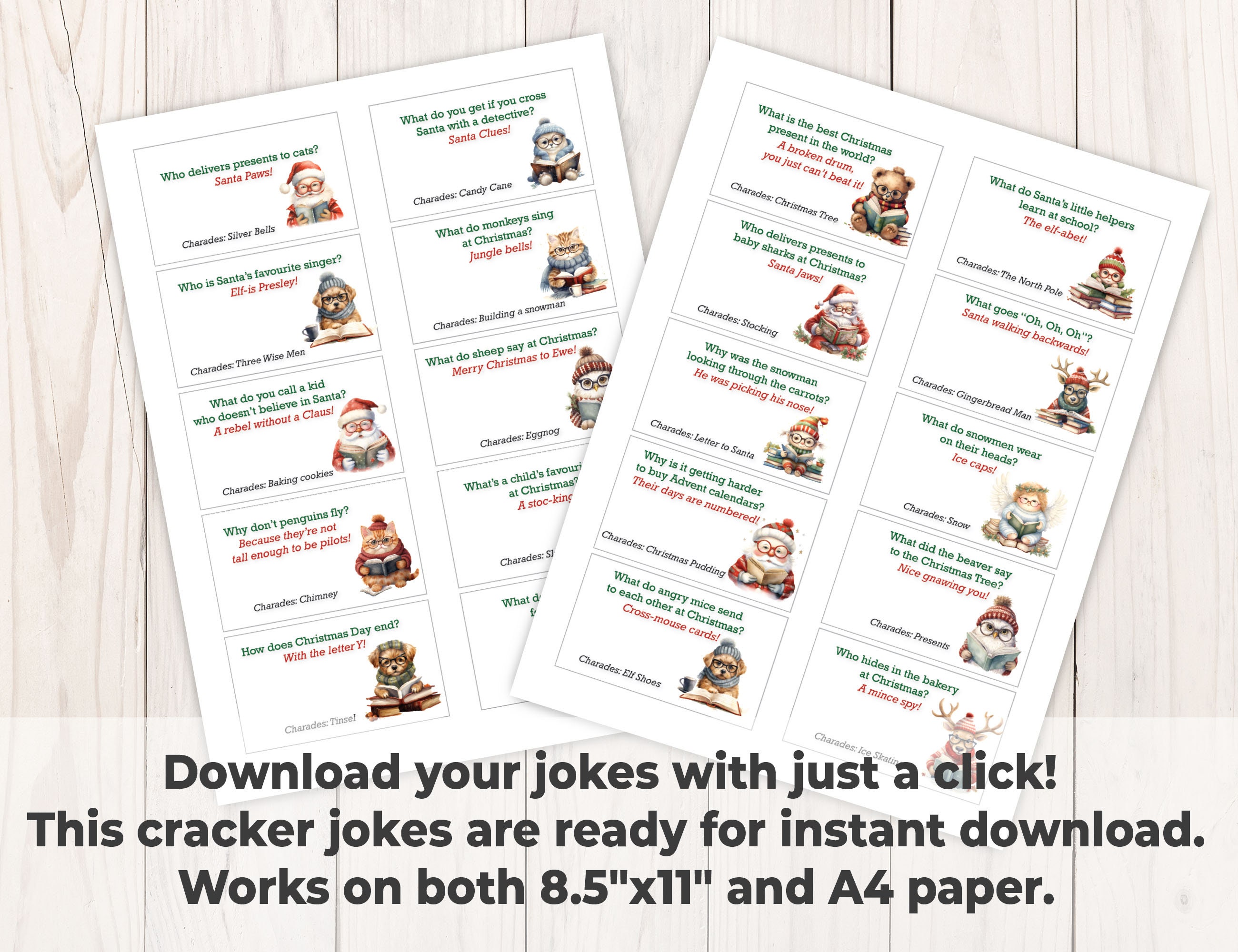 Book Lovers Christmas Cracker Mottos, Jokes for DIY Crackers, Instant ...