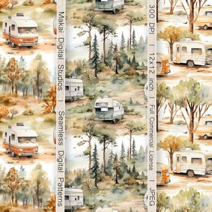Autumn Camping Trip, 12 Seamless Digital Papers, Use for Journals ...