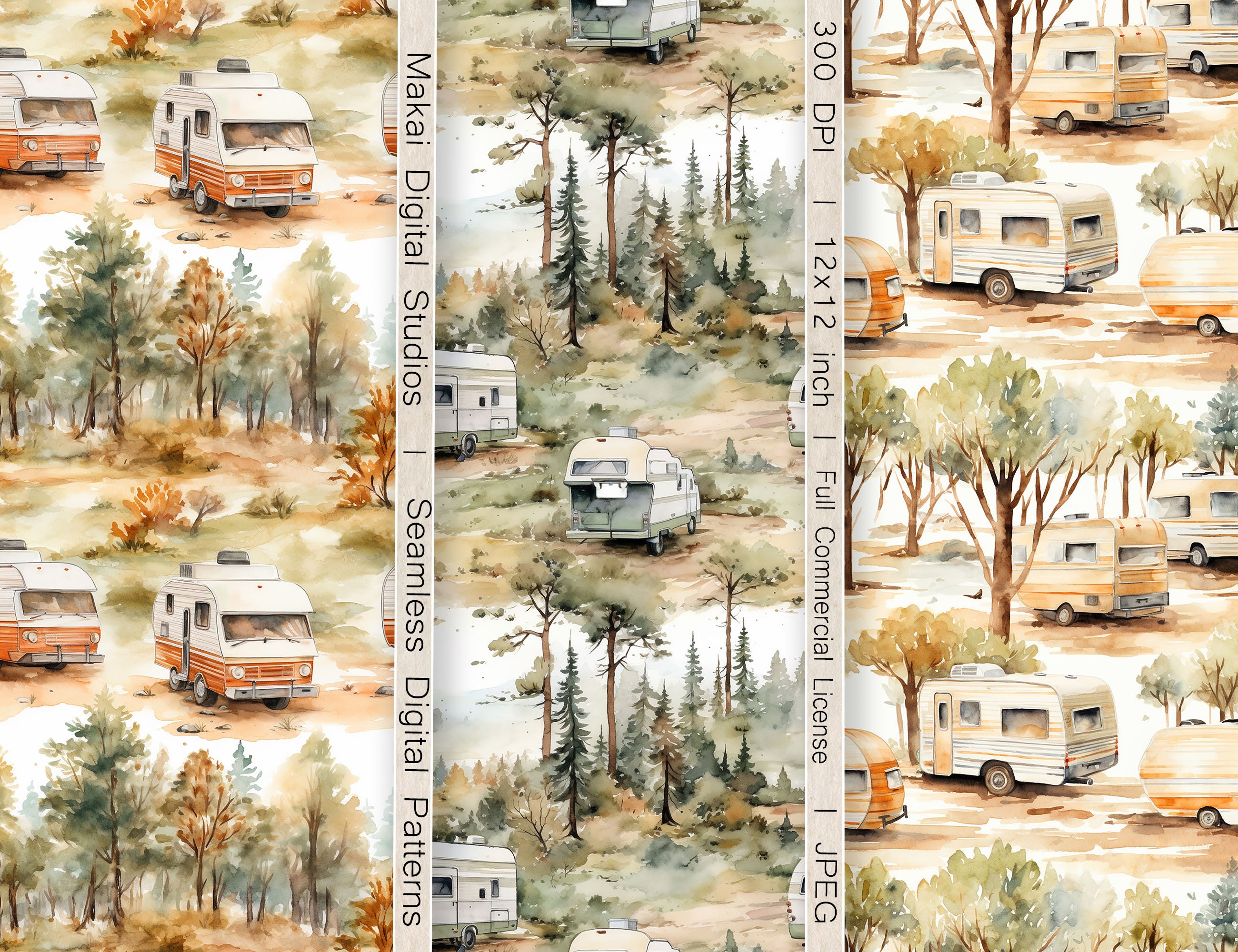 Autumn Camping Trip, 12 Seamless Digital Papers, Use for Journals ...