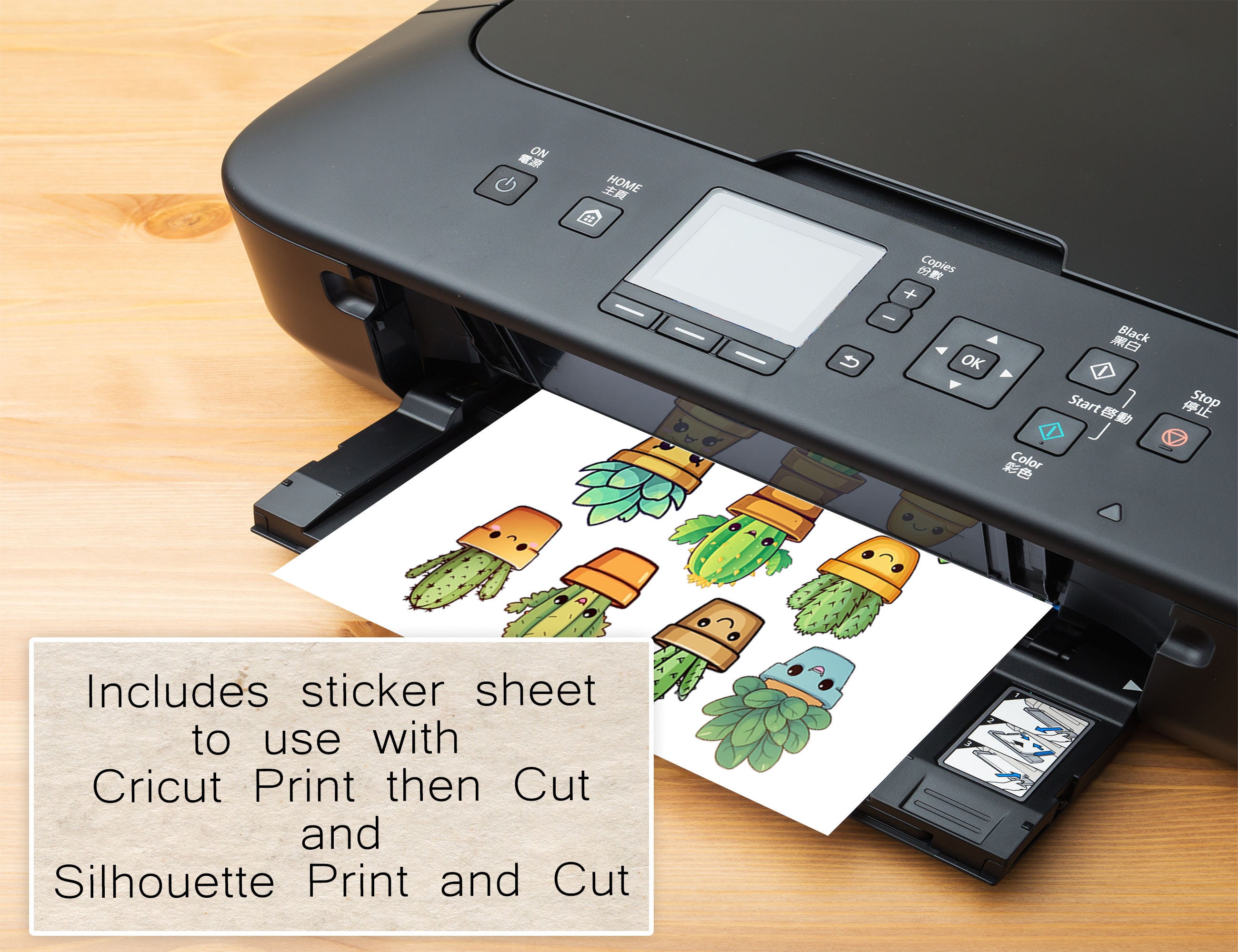 15 Printable Stickers, Instant Download, Succulents and Cactus, Digital ...