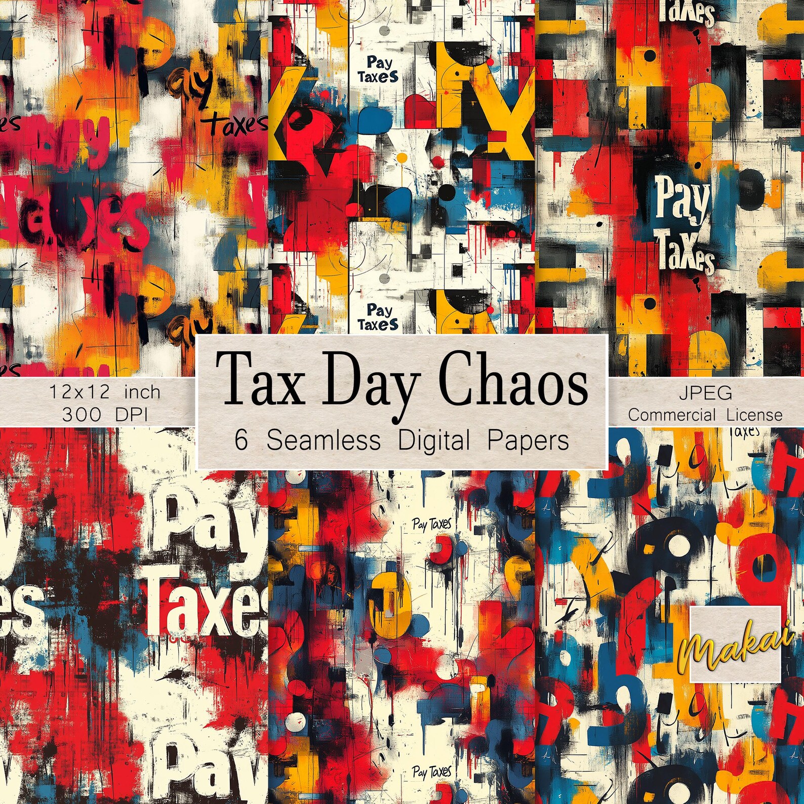 Tax Day Seamless Digital Paper, Graffiti Abstract Taxes Pattern ...