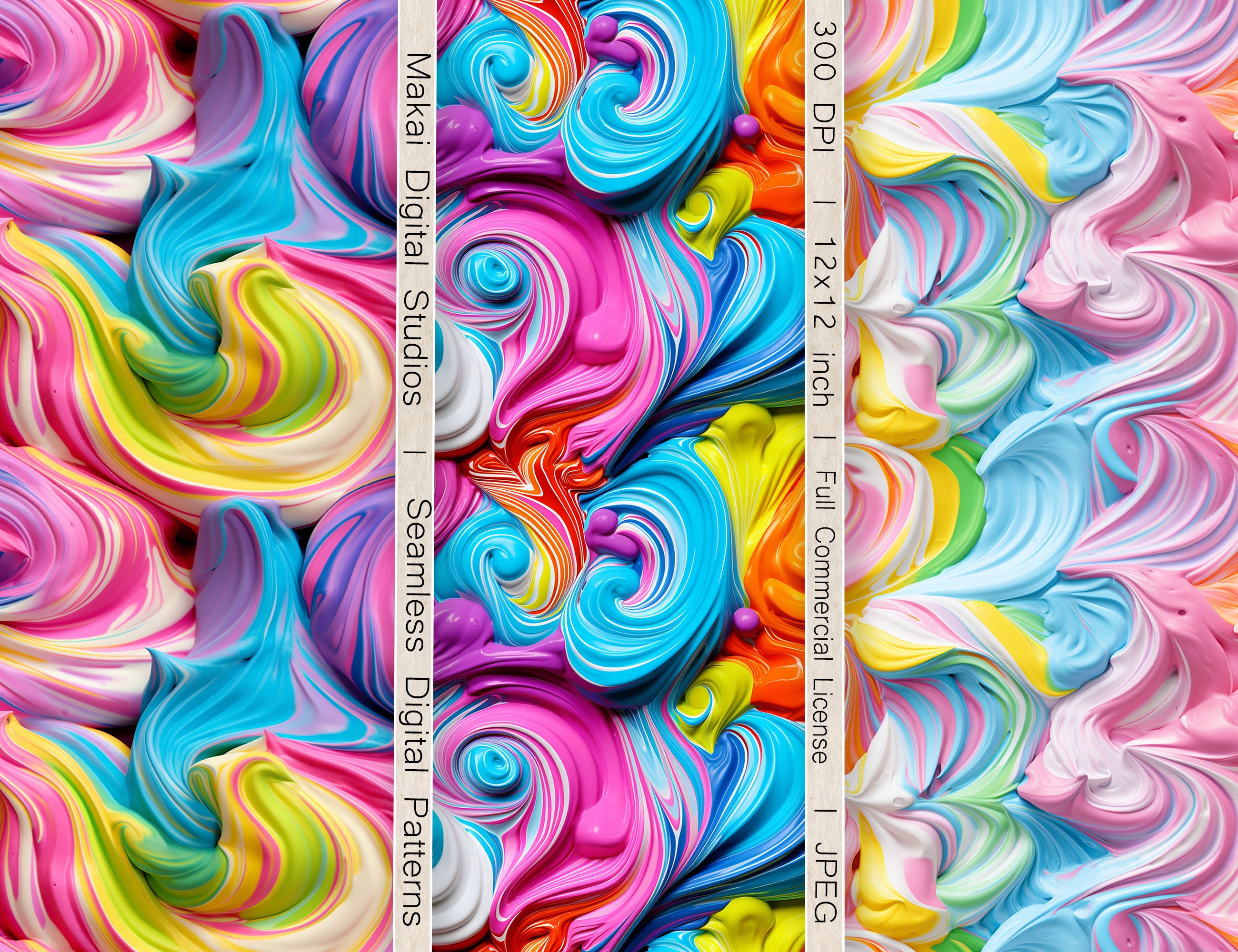 12 Seamless Digital Papers, Bakery Cake Frosting Seamless Patterns, for ...