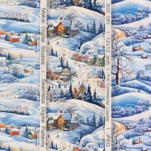 12 Digital Repeating Backgrounds, Illustrated Christmas Snowy Winter ...