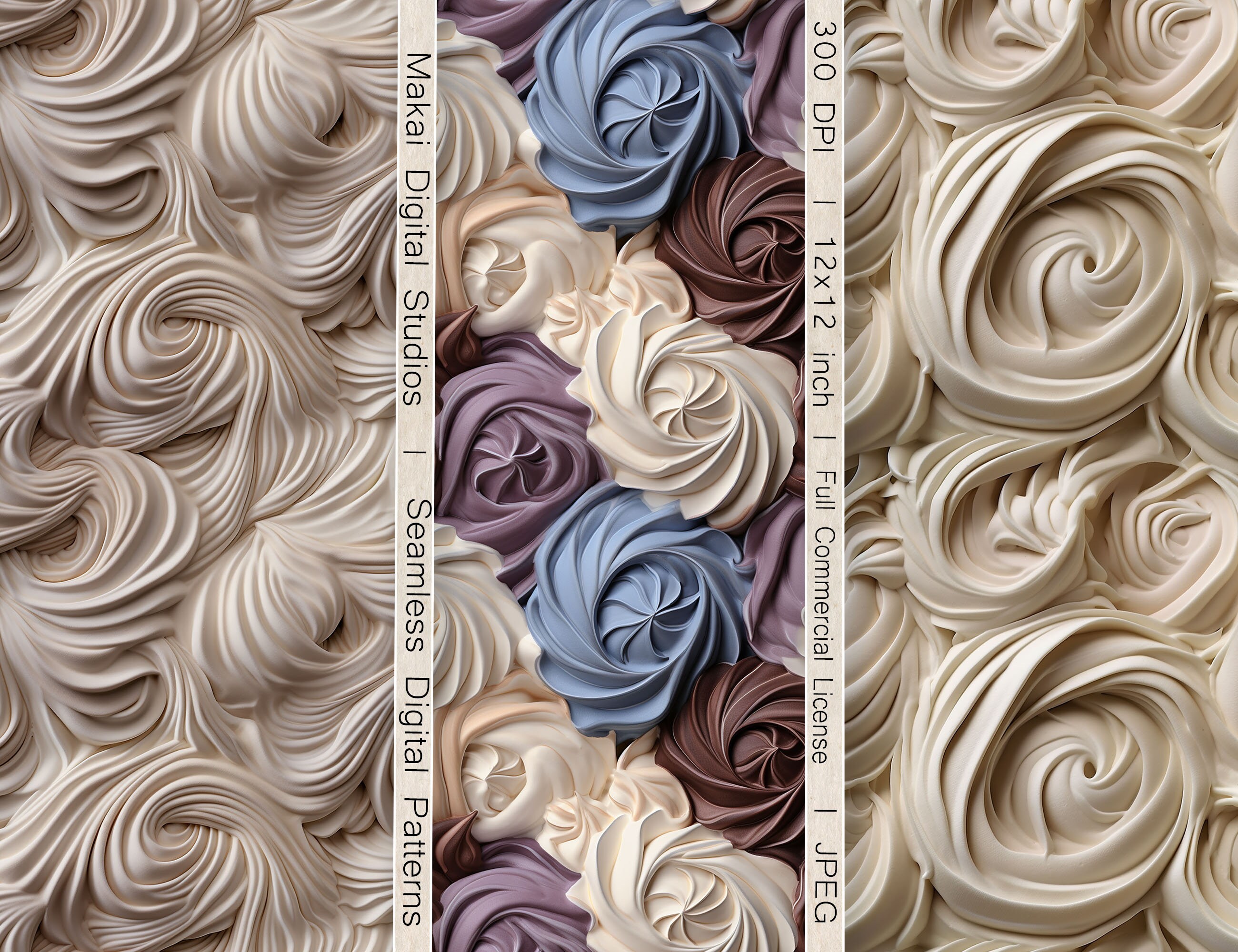 12 Seamless Digital Papers, Bakery Cake Frosting Seamless Patterns, for ...