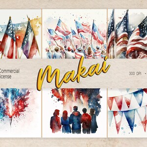20 Clip Art Downloads, Watercolor 4th of July Celebration Image Files ...