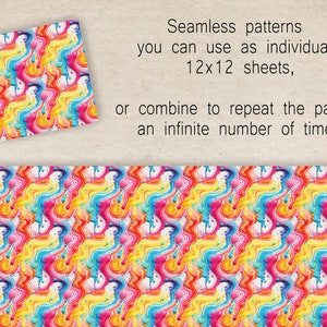 12 Digital Seamless Patterns, Swirls in 90s Colors, Use for Cards ...