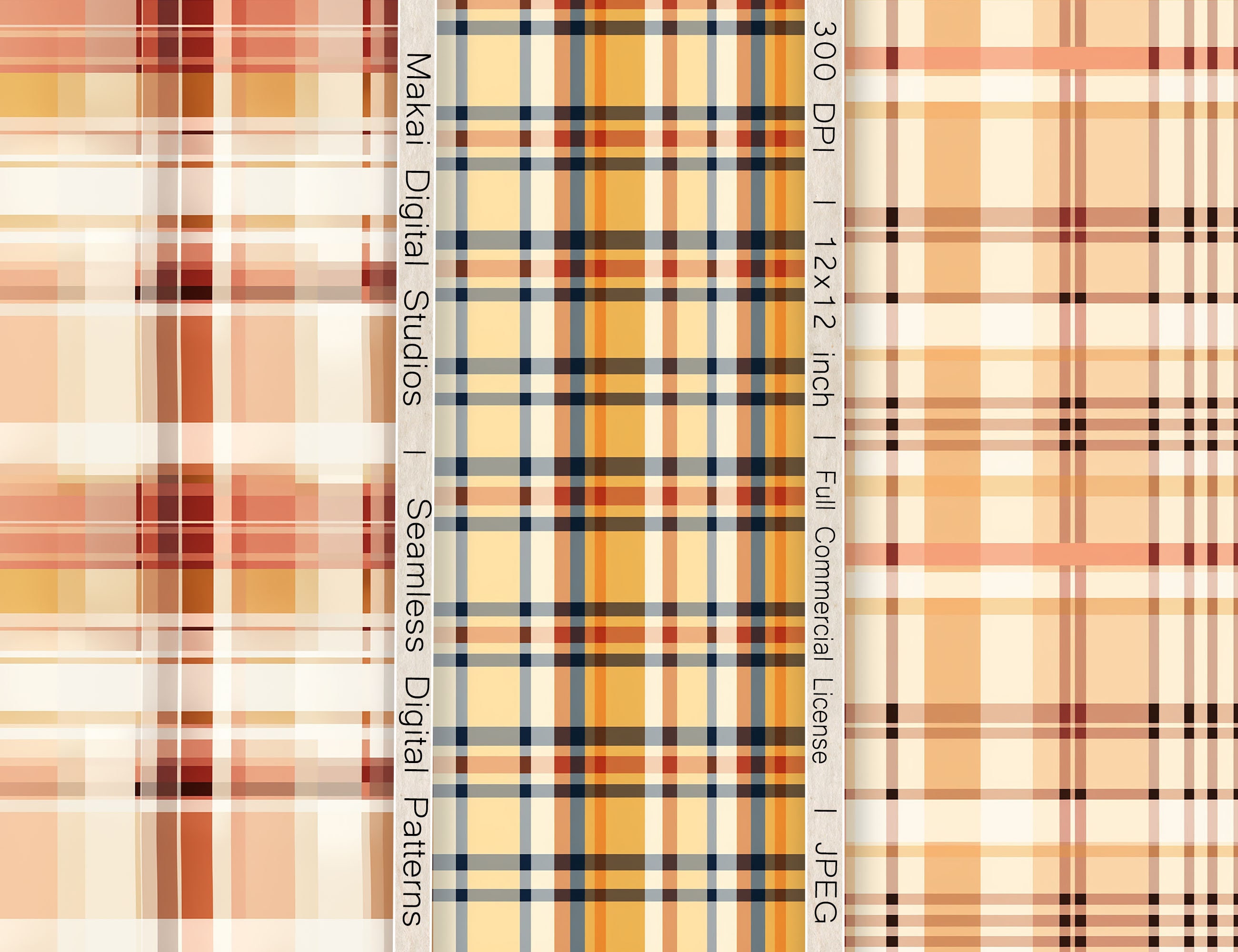 Fall Plaids, 12 Seamless Digital Patterns, Use for Fabric Printing ...