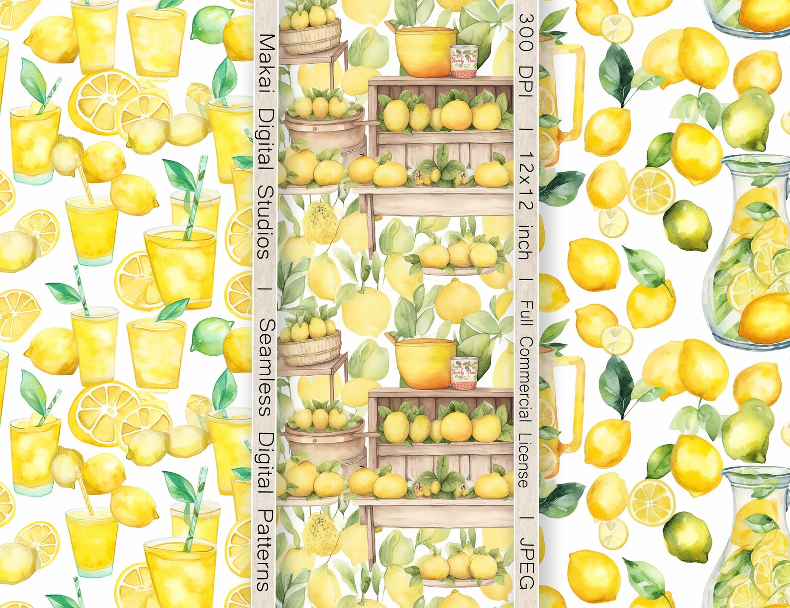 12 Seamless Digital Papers Summer Lemonade Stand Seamless - Etsy