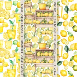 12 Seamless Digital Papers, Summer Lemonade Stand Seamless Patterns ...